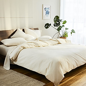 Brooklinen Luxury Sateen 4 Piece California King Size Sheets Set in Cream - 100% Cotton Sateen Sheets - 1 Fitted Sheet, 1 Flat Sheet, 2 Pillowcases - Best Luxury Sheets