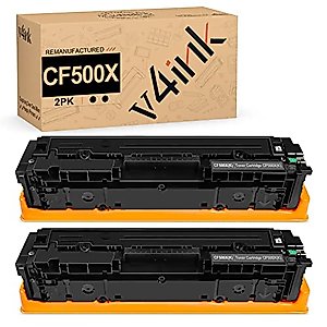 v4ink 2PK Remanufactured 202X CF500X Black Toner Cartridge Replacement for HP 202X 202A CF500X Cartridge High Yield for HP Pro M254dw M254nw MFP M281cdw M281fdw M281dw M280nw Printer