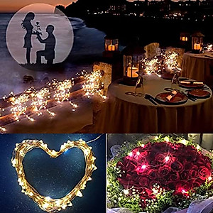 Solar String Lights Outdoor 2 Pack 100 LED 33ft IP65 Waterproof Solar Fairy Lights, 8 Modes Solar Powered String Lights for Porch Balcony Garden Patio Wedding Party Christmas Decoration (Warm White)