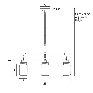 Kira Home Stapleton 25" 3-Light Modern Farmhouse Kitchen Island Light + Jar Style Glass Shades, Smoked Birch Wood Style + Black Finish