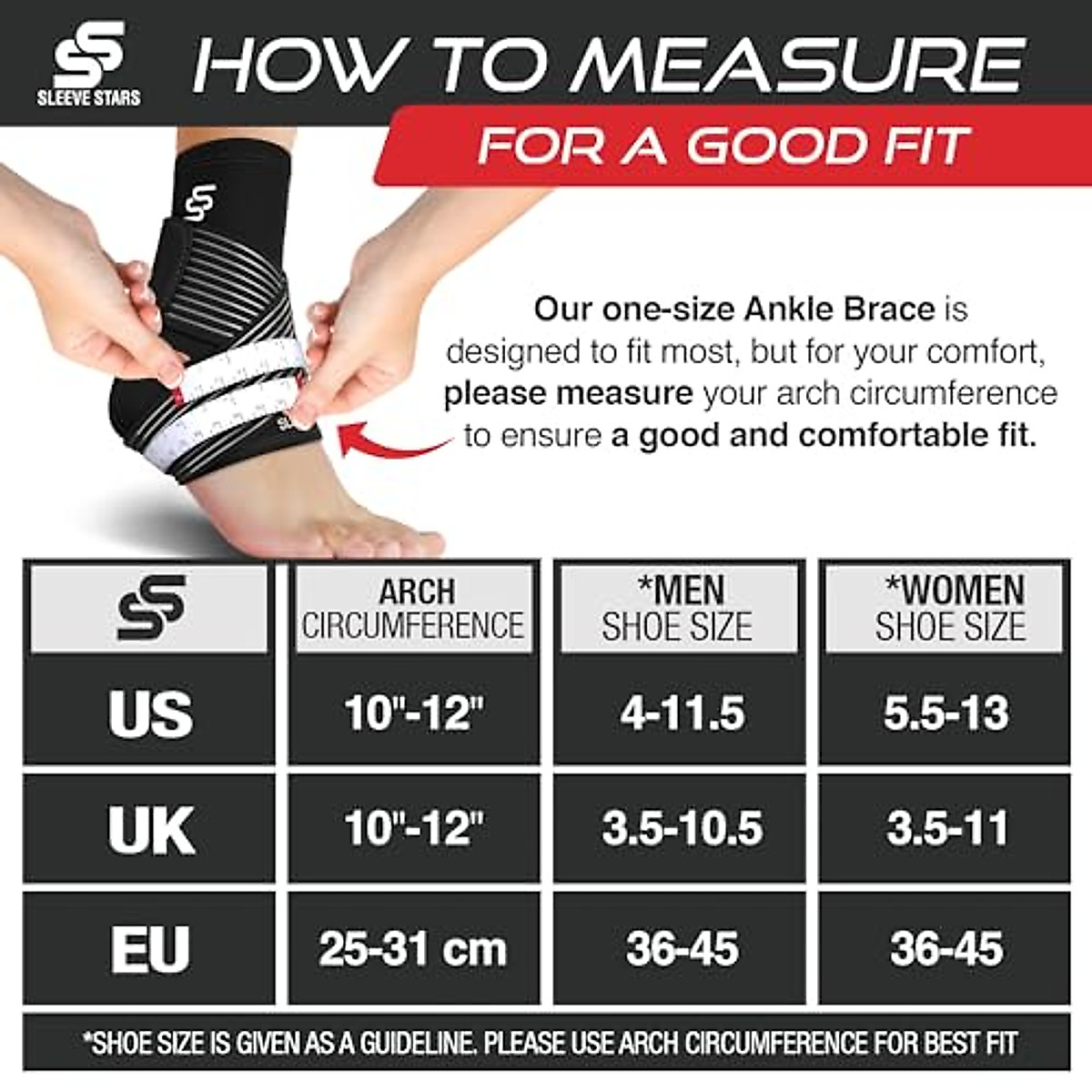 Sleeve Stars Ankle Brace for Women & Men, Achilles & Plantar Fasciitis Relief Compression Sleeve, Foot Brace with Ankle Support Strap, Heel Protector Wrap for Pain, Tendonitis & Sprain (Single/Black)