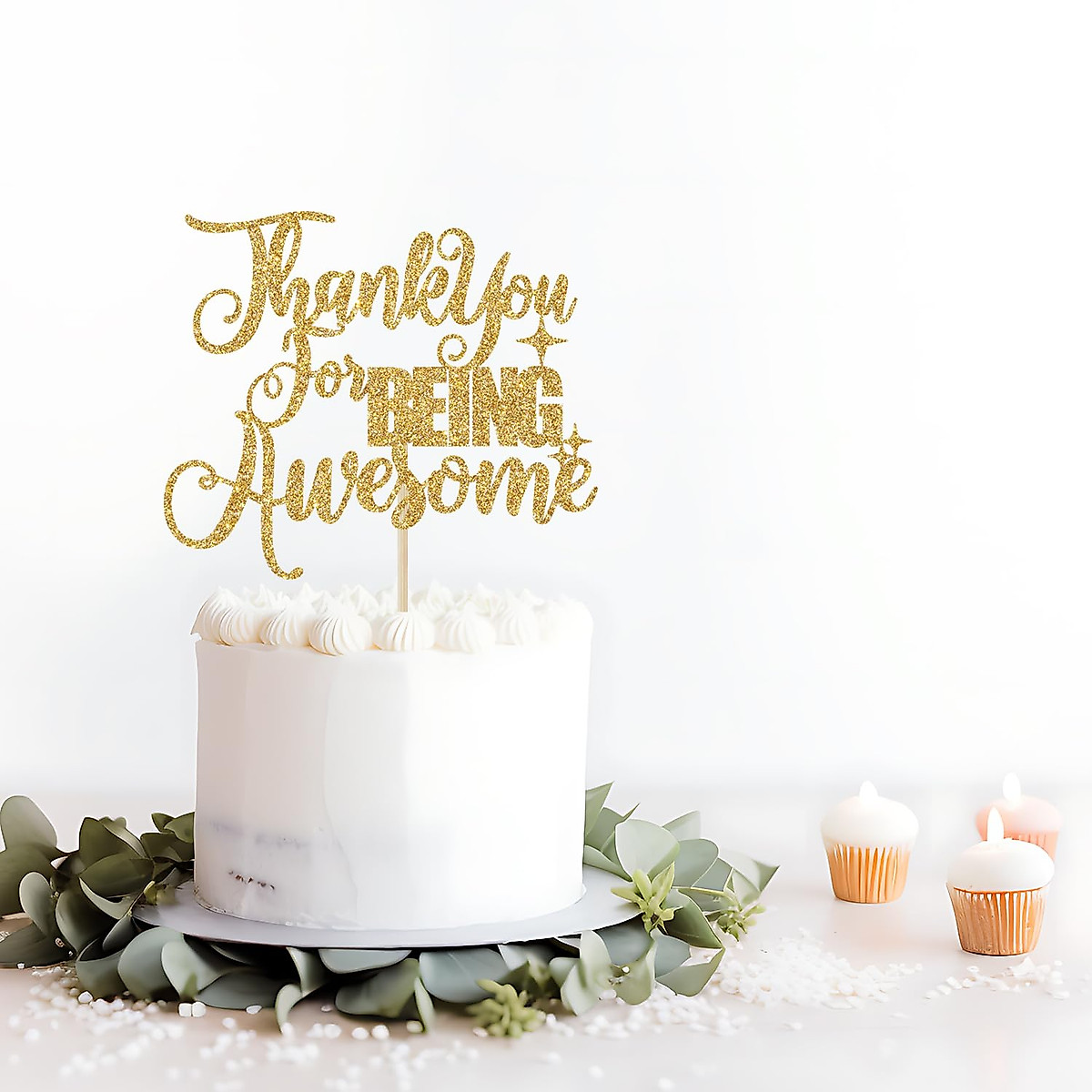 Thank You for Being Awesome Cake Topper, Farewell Cake Decorations, Graduation/Friendship/Going Away/Retirement Party Decorations, Gold Glitter