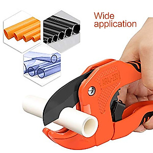 AIRAJ PVC Pipe Cutter to Cutting 1-5/8' (42mm) PEX,PVC,PPR Plastic Pipes,Ratcheting PVC Pipe Cutter with SK5 Steel Blade & Ergonomic Handle,Plastic PVC Cutter Suitable for Home Working and Plumber
