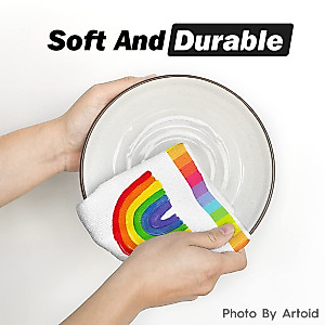 Artoid Mode Watercolor Rainbow Love Pride Gnomes LGBT Home Kitchen Dish Towels, 18 x 26 Inch Ultra Absorbent Coffee Tea Bar Hand Towels Bathroom Gift for Cooking Baking Set of 4