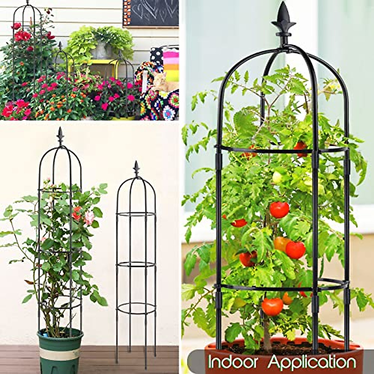 Plant Cages and Supports, Deaunbr Tomato Cage 6FT Tall Plant Stakes Heavy Duty Garden Trellis for Indoor & Outdoor Plants, Climbing Plant, Tomatoes, Vegetables, Fruits, Flowers, Pots, Vines -1 Pcs