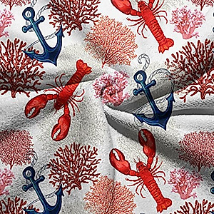 VunKo Lobster Anchor Corals Kitchen Dish Towel Soft Highly Absorbent Hand Towel Home Decorative Multipurpose for Bathroom Hotel Gym and Spa 15.7 x 27.5 Inches