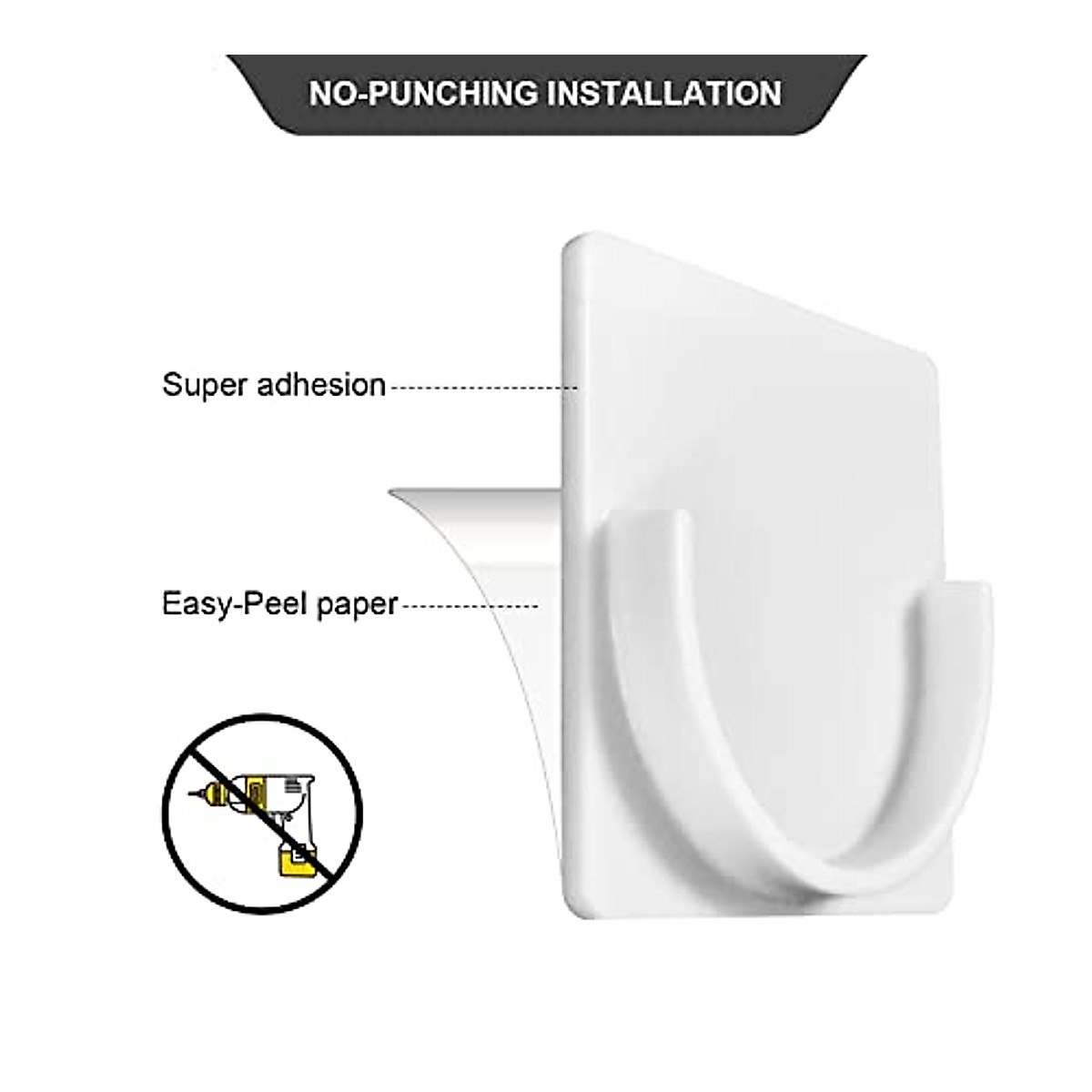 LADYMOON Adhesive Shower Curtain Rod Holder No Drilling,Set of 4,Curtain Rod Bracket Also Be Used of Shower Rods for Bathroom(Rod Not Included)