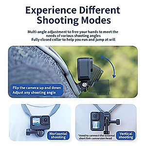 Magnetic POV Selfie Neck Holder Mount with Phone Clip Vertical Mount Kit, Centered Angle Adjustable Shoulder Chest View Support for GoPro Max Hero Insta360 DJI Action 3 iPhone Android