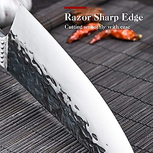 DRAGON RIOT Kiritsuke Chef Knives Carbon Steel Bunka Knife Forged Japanese Butcher Cleaver Kitchen for Home and Restaurant
