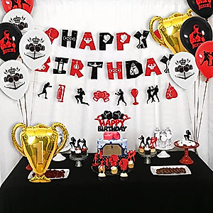Boxing Birthday Party Decorations, Boxing Birthday Banner Cake Topper Balloons, Fight Sports Wrestling Party Supplies Boxer Boxing Match Theme Party Supplies