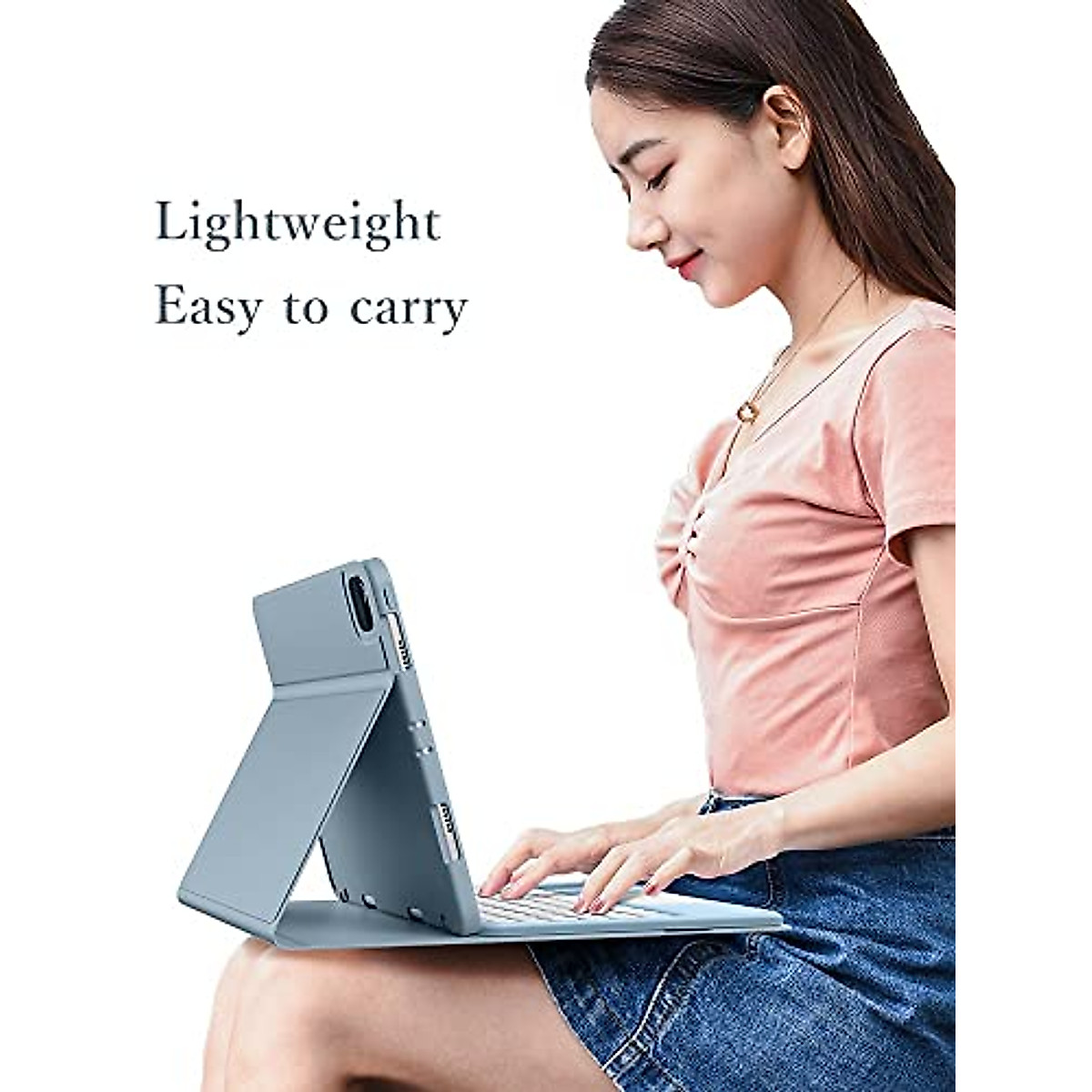 HENGHUI Keyboard Case for iPad Mini 6th Generation Touchpad Detachable Keyboard with Pencil Holder Round Key Color Slim Smart Cover for iPad Mini 6th Gen, Pink