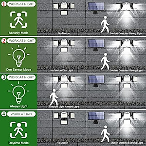 Awaydark Solar Lights Outdoor Motion Sensor Flood Light - Solar Powered Security Lights Outside Waterproof with 4 Lighting Mode Indoor Lights for House - Led Wall Light with Remote & Cord