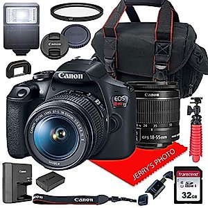 Canon EOS Rebel T7 DSLR Camera w/ 18-55mm F/3.5-5.6 is II Lens + Case + 32GB SD Card (15pc Bundle) (Renewed)