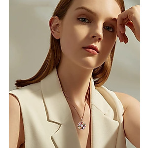 VONSSY Colorful Snowflake Pendant Necklace Earrings Rose Gold 5A Cubic Zirconia | Crystal Sweater Chain | Multi Gemstone Garnet Amethyst Morganite Peridot Prom Rhinestone Necklaces