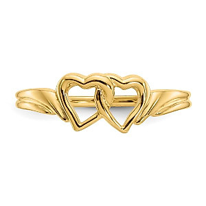 IceCarats 14K Yellow Gold Heart Ring Love Band Size 6.5