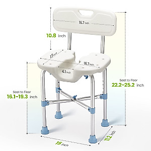 OasisSpace Shower Chair Bath Seat for Inside Bathtub, Upgraded U-Shaped Shower Seat and Bath Stool Safety Shower Bench for Elderly,Handicap,Disabled