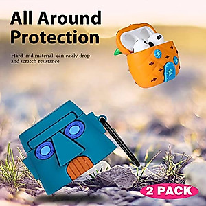 2 Pack Gkv for Airpods 3 Case for Airpod 3 (2021) Cover Unique Funny Fun Kawaii Cute 3D Cartoon Cool Design Air Pods 3rd Generation Silicone Cases for Girls Teen Boys Kids Pineapple+Stone House
