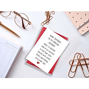 Longkado Sweet Happy Birthday Day Card for Amazing Husband, Humorous Birthday Card for Him from Wife, Another Year Bday Card as A Gift