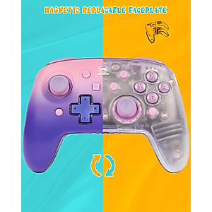 KENNEAS Wireless Pro Controller for Switch/Lite/OLED, Switch Remote with Wake-up, 3-Level Vibration, Turbo, Motion Control Function, Wireless Switch Controller with 25pcs Cute Animal Stickers Pack