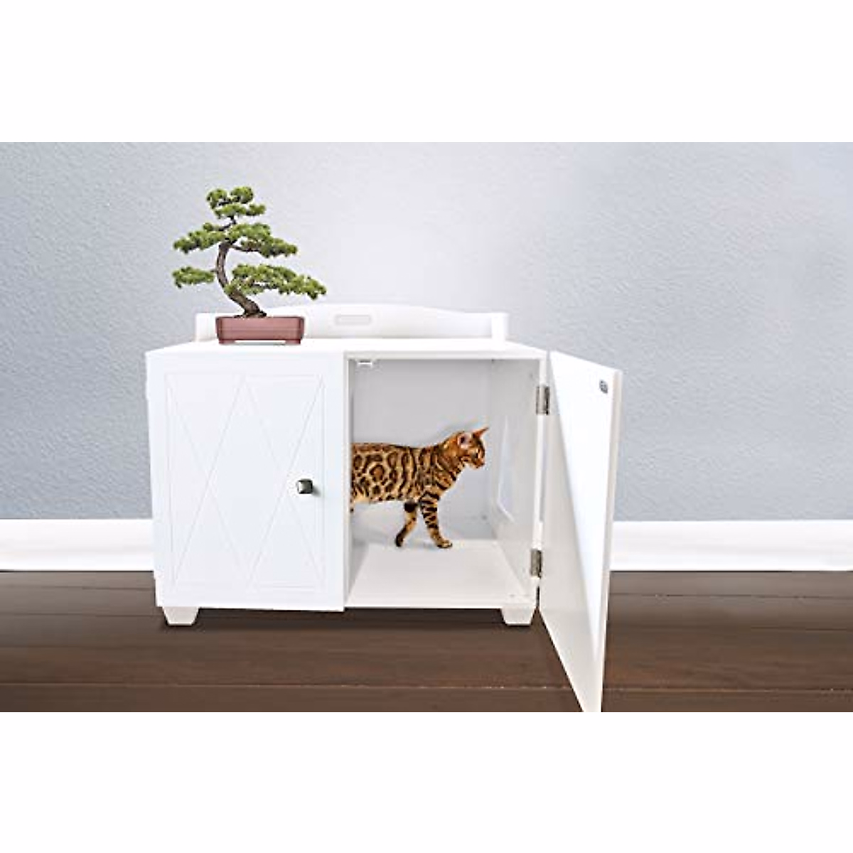 Furhaven Designer Hidden Litter Box Storage Container Cabinet - White, One Size