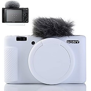 Yisau Camera Case for Sony ZV-1, Sony ZV1 Camera Case Digital Camera Anti-Scratch Slim Fit Soft DSLR Camera Sleeve with ZV1 Screen Protector (White)