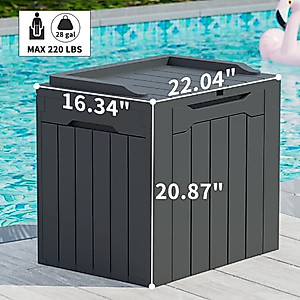 Greesum 31 Gallon Resin Deck Box Large Outdoor Storage for Patio Furniture, Garden Tools, Pool Supplies, Weatherproof and UV Resistant, Lockable, Dark Grey