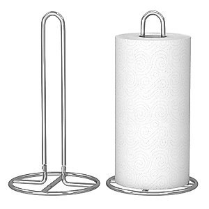 JtEoss Paper Towel Holder Countertop, Kitchen Paper Towels Holder Stand for Kitchen Organization and Storage, Stainless Steel Paper Towel Roll Holder with Non-Slip Base for One- Handed Tear(Silver)