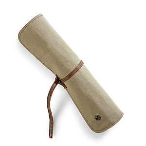 Angus Stoke Knife Bag made of durable Canvas & genuine buffalo Leather - Chef's Knife Roll Case for Cooking, Camping & BBQ - Knives storage Neil (Beige)