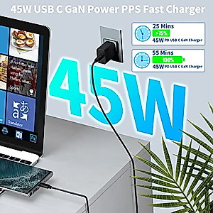Super Fast Charging for Samsung, Redpark 45W USB-C GaN Power PPS Fast Charger with 5FT Type C to C Quick Charge Cable for Samsung Galaxy S22/S22 +/S22 Ultra/S21 20 Ultra/Note 20 10 Plus, Galaxy Tab S8