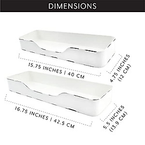 AuldHome Enamel Tray Shelves (Set of 2); Farmhouse Bathroom Decor White Enamelware Shelf Trays