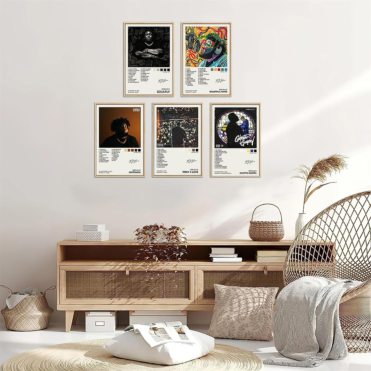 YGULC Rod Poster Wave Nostalgia Beautiful Mind Soulfly Ghetto Gospel Pray 4 Lover Music Album Cover Signed Limited Edition Paper Poster (Set of 5) Unframe：08x12inch(20x30cm)