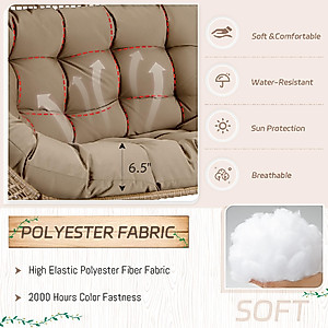 BULEXYARD Double PE Wicker Stationary Egg Chair with Legs Patio 2 Person Loveseat Chair Indoor Outdoor Oversized PE Rattan Lounge Chair for Garden Balcony (Brown/Brown, Double Egg Chair with Ottoman)