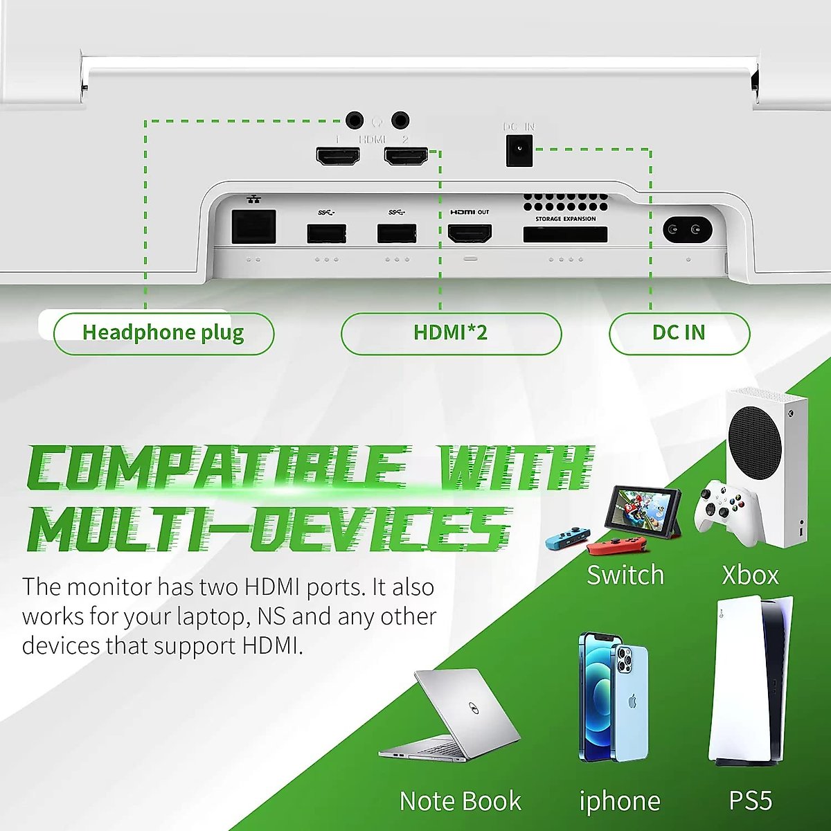 G-STORY 12.5‘’ Portable Monitor for Xbox Series S 4K Portable Gaming Monitor IPS Screen for Xbox Series S（not Included） with Two HDMI, HDR, Freesync Game Mode Travel Monitor (4K for Xbox Series S)