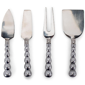 IHI EST. 1986 India Handicrafts Beaded Silver Tone 6 inch Metal Cheese Knives Set of 4