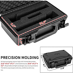 TORIBIO Wireless Microphone Case, Hard Carrying Case with Customizable Foam, Portable Storage Case, IP67 Waterproof Anti-fall Box, Equipment Protector Case for Travel Outing, 11.6"x8.1"x4", Black