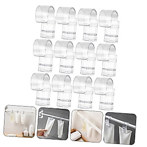 VOSAREA 12pcs Hook Clip Toothpaste Clip Coat Hangers Facial Face Wash Clear Shower Suction Hooks Mirror Holder Clips Bathroom Clear Hanging Clips Multipurpose Storage Hanging Clip