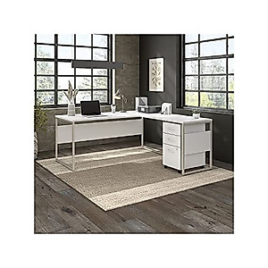 Bush Business Furniture Hybrid Computer Table Desk with Metal Legs, 60W x 30D, White