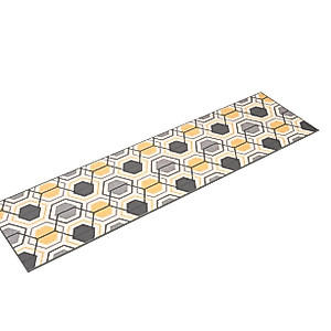 Rugshop Contemporary Geometric Stripe Carpet for Living Room,Bedroom,Home Office,Kitchen Non-Slip Runner Rug (Non-Skid) 2' X 7' (22" X 84") Yellow