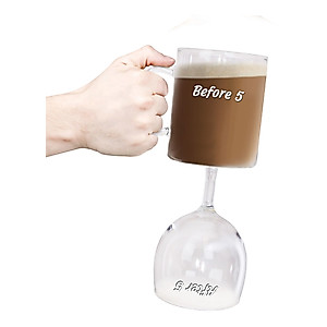 BigMouth Inc. The Before & After 5 Coffee & Wine Glass, 2-In-1 Reversible Novelty Coffee Cup & Wine Glass