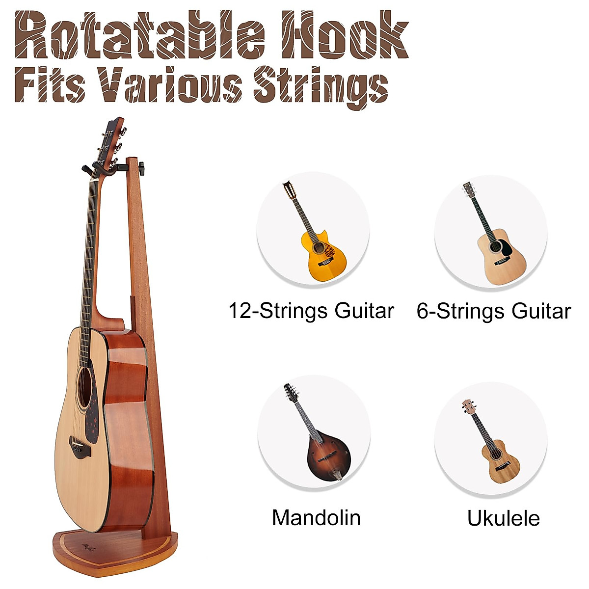 Musbeat Wood Guitar Stand for Acoustic Guitar, Knight Series Guitar Stand for Electric Guitar, Mahogany Guitar Floor Stand for Mandolin, Acoustic Guitar Stand for Home, Living Room, Guitar Gift