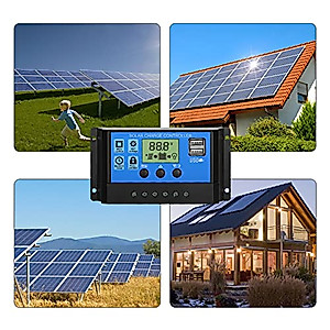 EEEkit 100A Solar Charge Controller, 12V/24V Solar Panel Charge Controller Intelligent Regulator with 5V Dual USB Port Display Adjustable PWM Auto Parameter LCD Display and Timer Setting