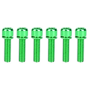6pcs M5x25mm Bike Water Bottle Cage Bolts, Titanium Alloy M5 Hex Socket Tapping Screw for Bottle Holder Bracket Rack Cycling Bracket Bolt for Bike Bottle (Green)
