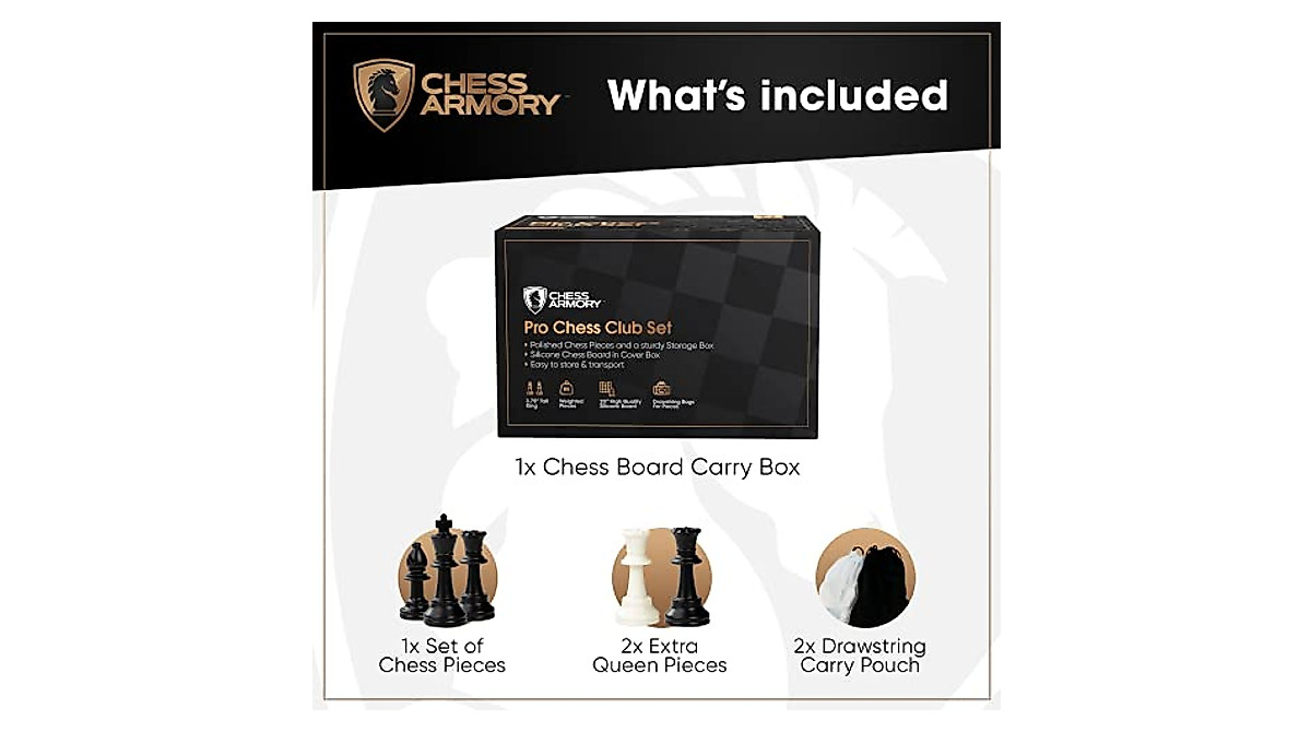 Chess Armory Deluxe Weighted Chess Set - Free Course Included