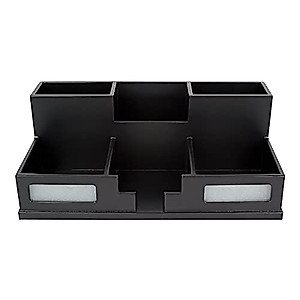 Victor 95255 Midnight Black Desk Organizer with Smartphone Holder, 10 1/2 x 5 1/2 x 4, Wood