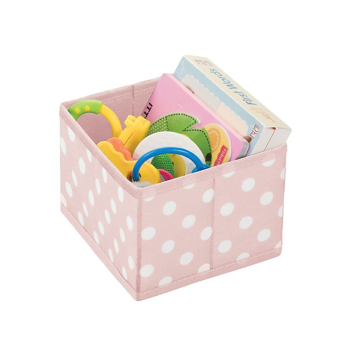 mDesign Soft Fabric Polka Dot Dresser Drawer and Closet Storage Organizer, Bin for Child/Kids Room, Nursery, Playroom, Bedroom, 4 Pack - Pink/White