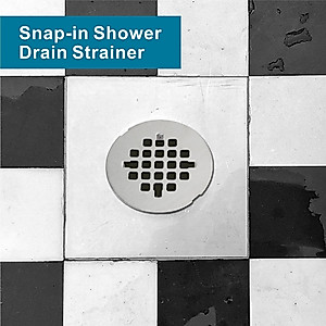 Brushed Nickel 4-1/4" OD Snap-in Shower Drain Cover Replacement, Welsan Stainless Steel Round Shower Strainer Grid Easy to Install