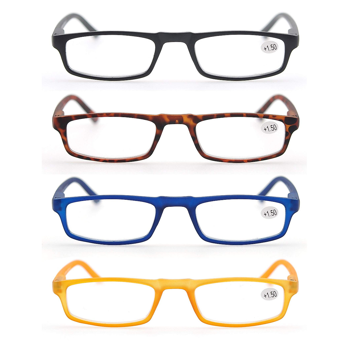 MODFANS Reading Glasses +2.5-4 Pairs Fashion Readers Narrow Frame Spring Hinge for Men Women