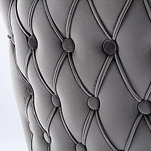 Winwee Dining Chairs Set of 4 Modern Tufted Elegant Side Chairs Armless Rubber Wood Vintage Chairs Upholstered Chairs for Kitchen Dining Room (Gray, Set of 4)