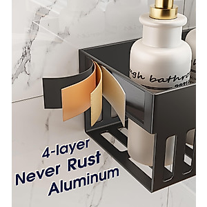 Solidhouse Shower Caddy, 2 Pack Shower Organizer Drill-Free Adhensive Shower Shelf for Inside Shower, Never Rust Aluminum Large Capacity Hold up to 40 Lbs for Bathroom Organization and Storage