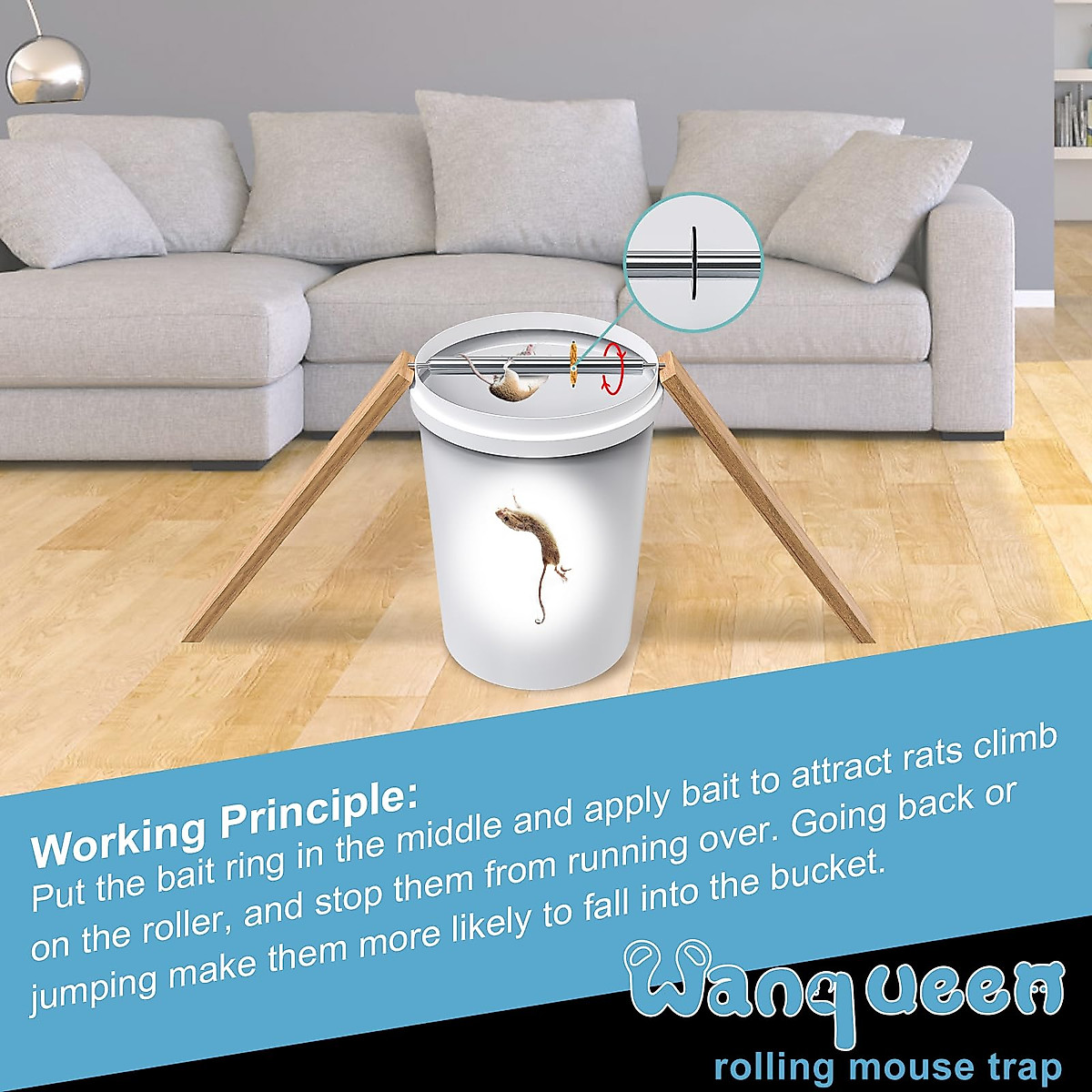 2 Pack Rolling Log Mouse Trap, Humane Live Mouse Trap Bucket, Rat Traps for House, Auto Release Catch No See Kill Trap for Mice and Rats